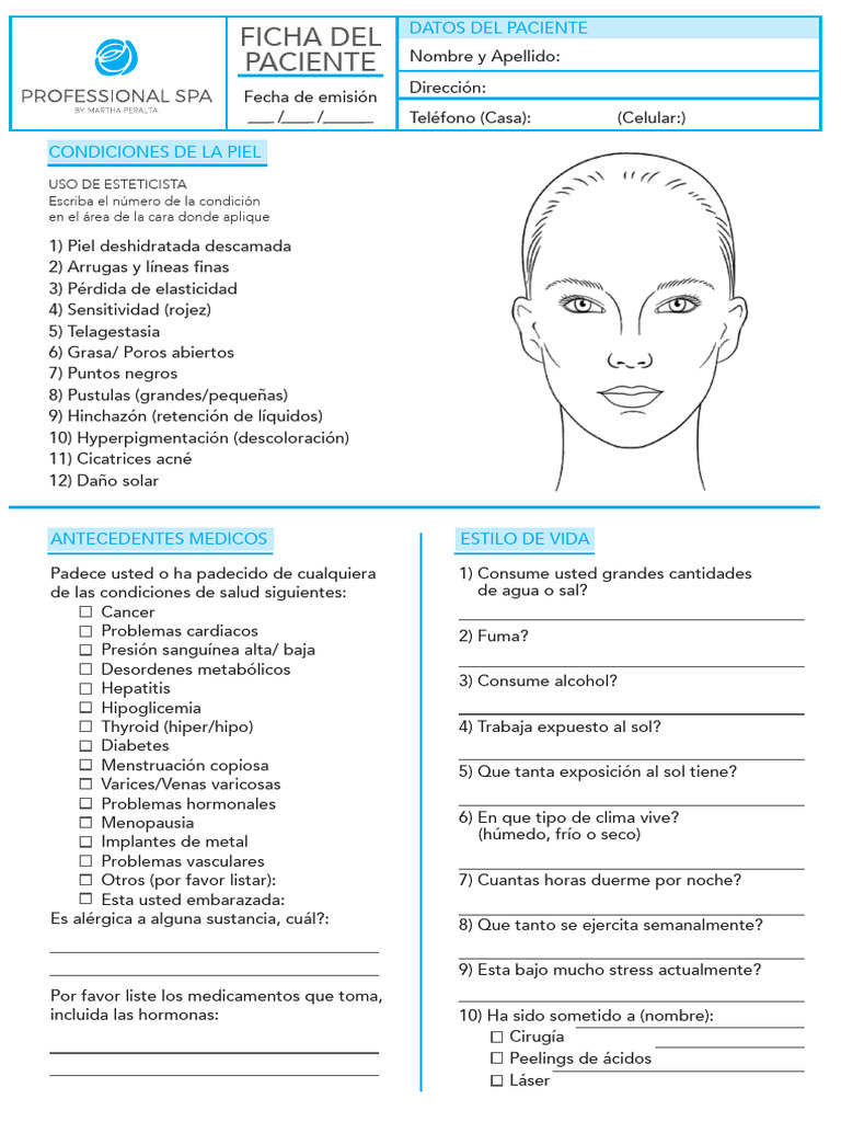 Ficha Paciente Professional Spa 1 | PDF | Medicina CLINICA | Especialidades Medicas