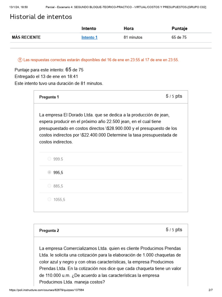 Parcial - Escenario 4 - SEGUNDO BLOQUE-TEORICO-PRACTICO - VIRTUAL - COSTOS Y PRESUPUESTOS ...