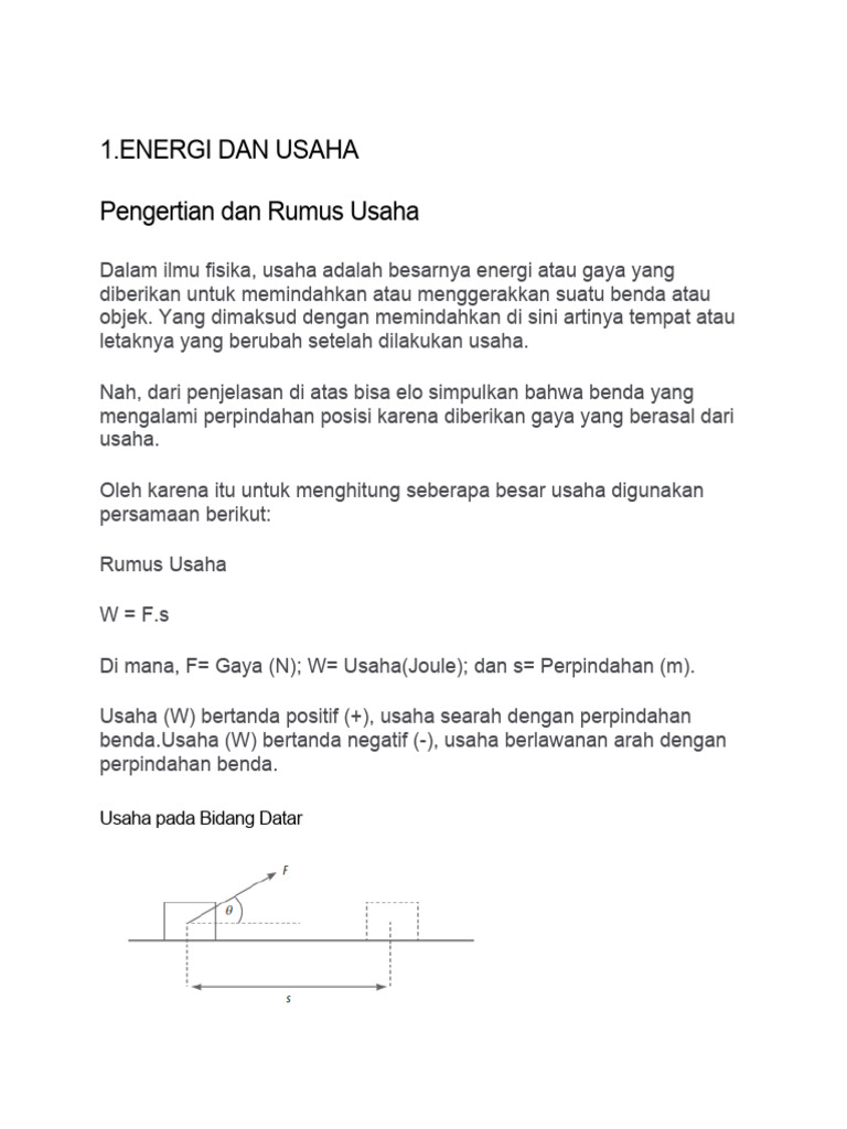 Rumus dan Contoh Usaha Fisika | PDF | Sains & Matematika