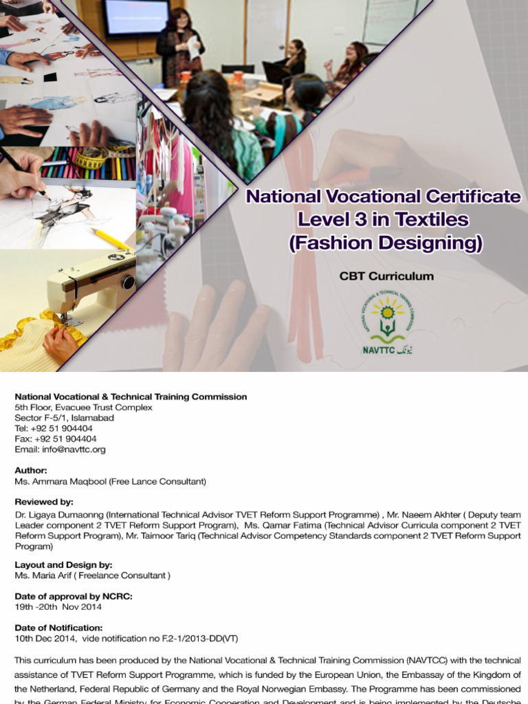 Curriculum Fashion Designing | PDF | Seam (Sewing) | Textiles