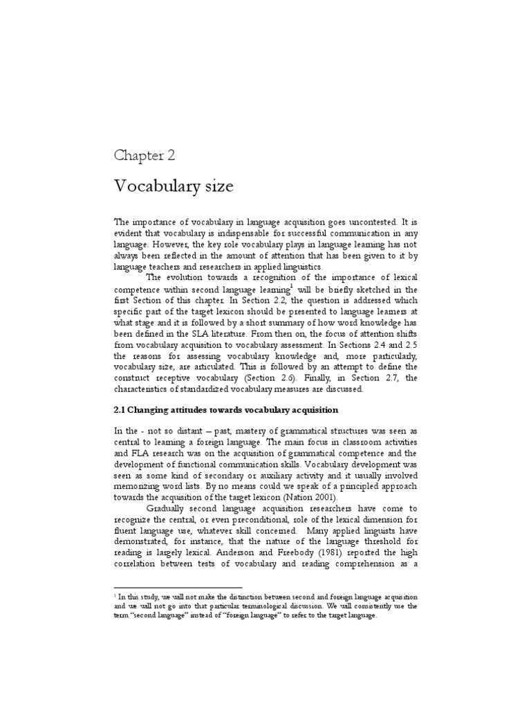 Vocabulary Size 1 | PDF | Vocabulary | Second Language