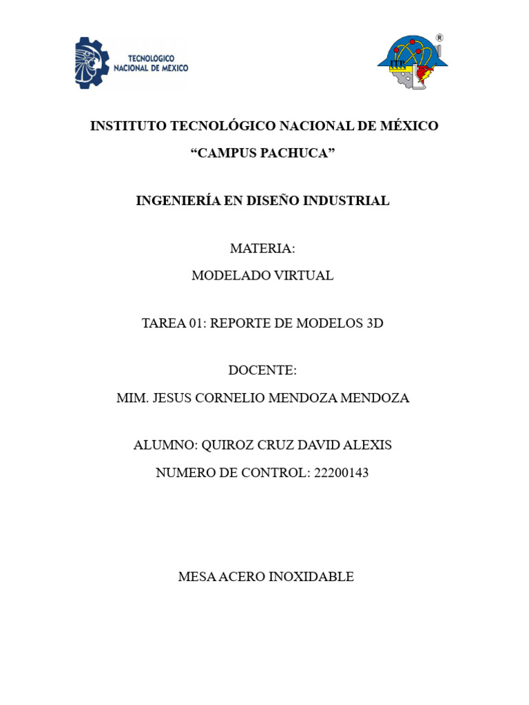 Reporte de Modelos 3D en Diseño Industrial | PDF