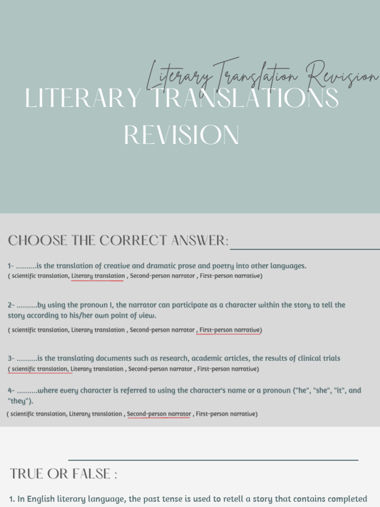 Literary Translation Revision | PDF | Translations | Narration