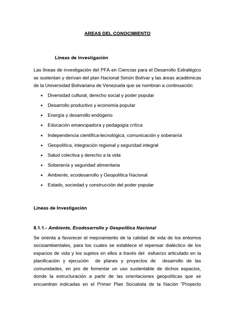 Líneas de Investigación en la UBV | PDF | Sociedad | Venezuela