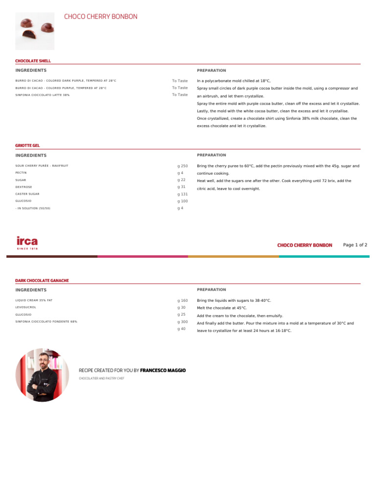 Choco Cherry Bonbon | PDF | Chocolate | Butter