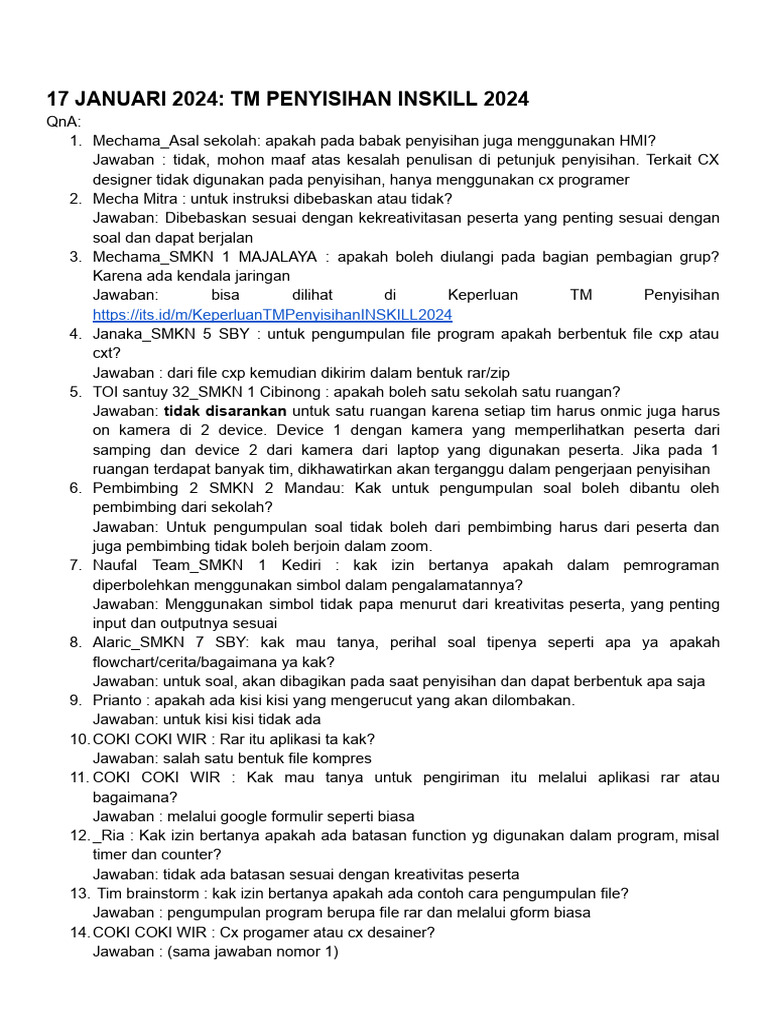 Notulensi TM Penyisihan INSKILL 2024 | PDF