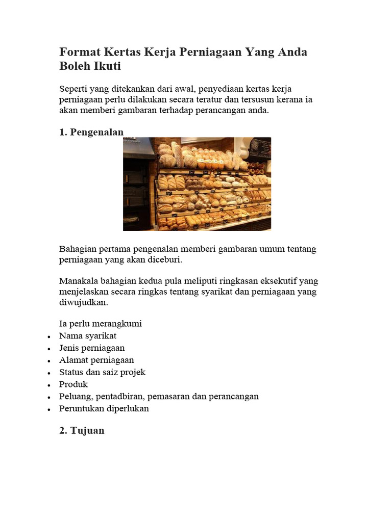 Format Kertas Kerja Perniagaan | PDF