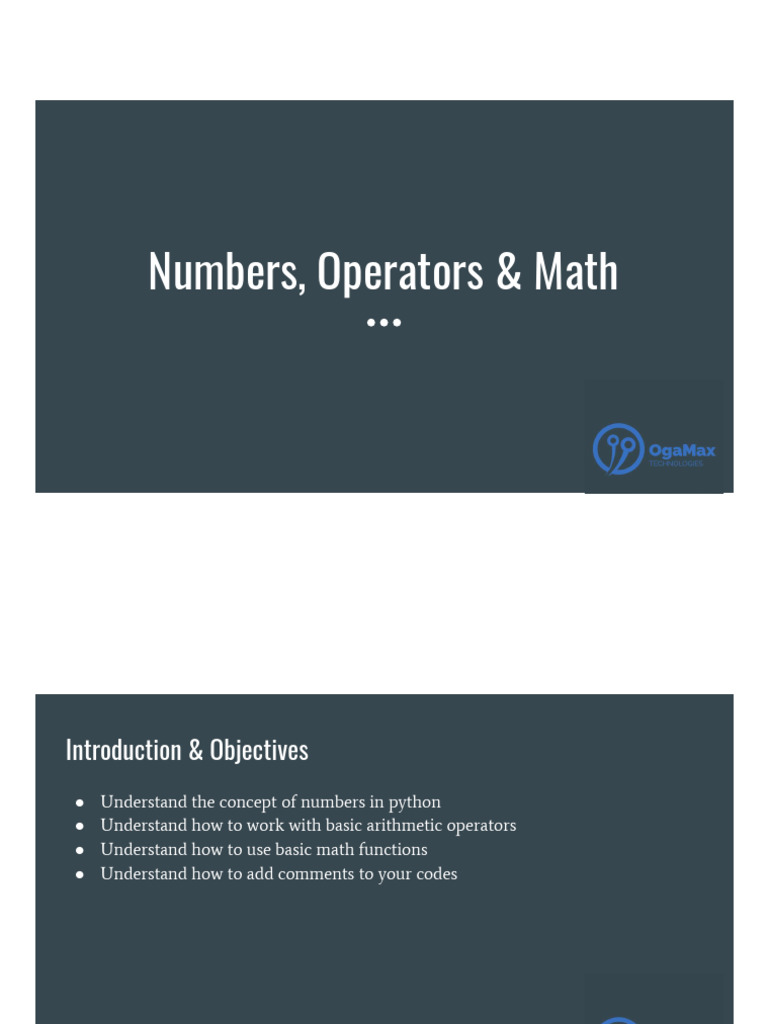 02 Numbers Operators Math Pdf