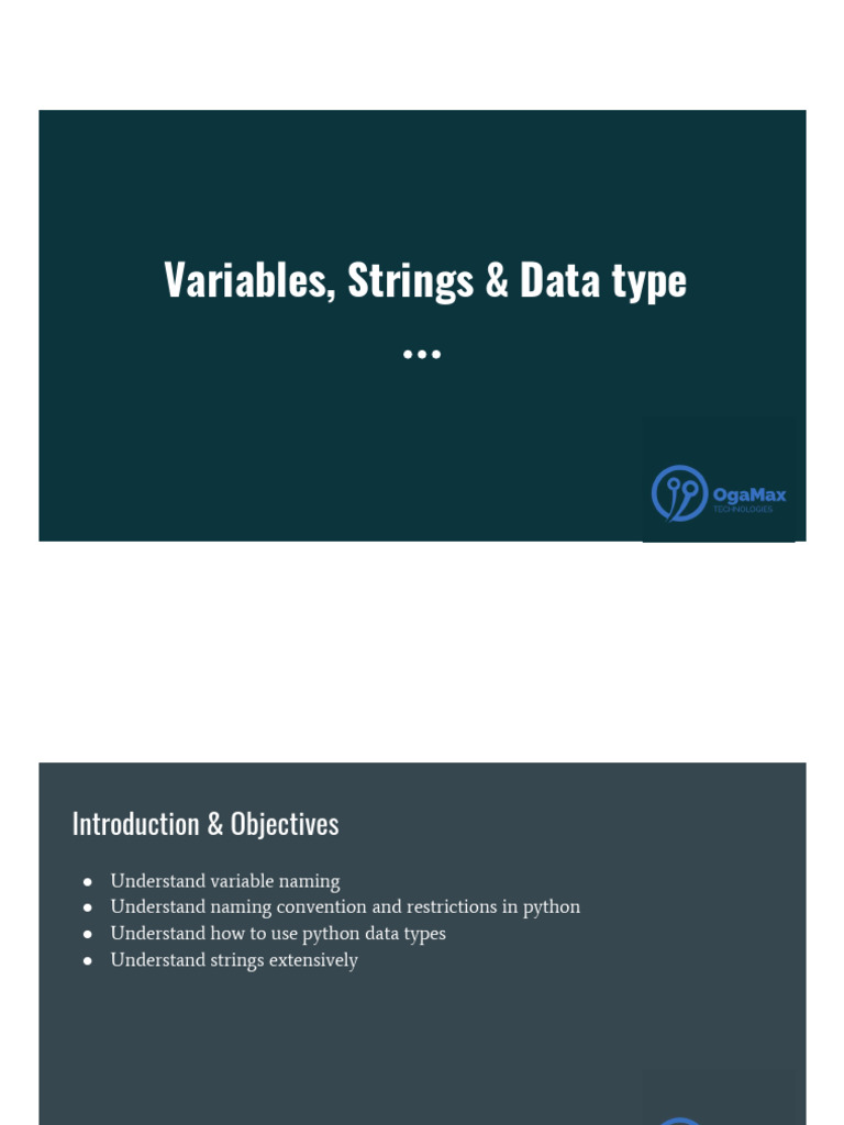 03 - Variables - Strings | PDF | Variable (Computer Science) | Data Type