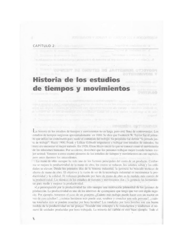 Historia Del Estudio De Tiempos Y Movimientos Pdf