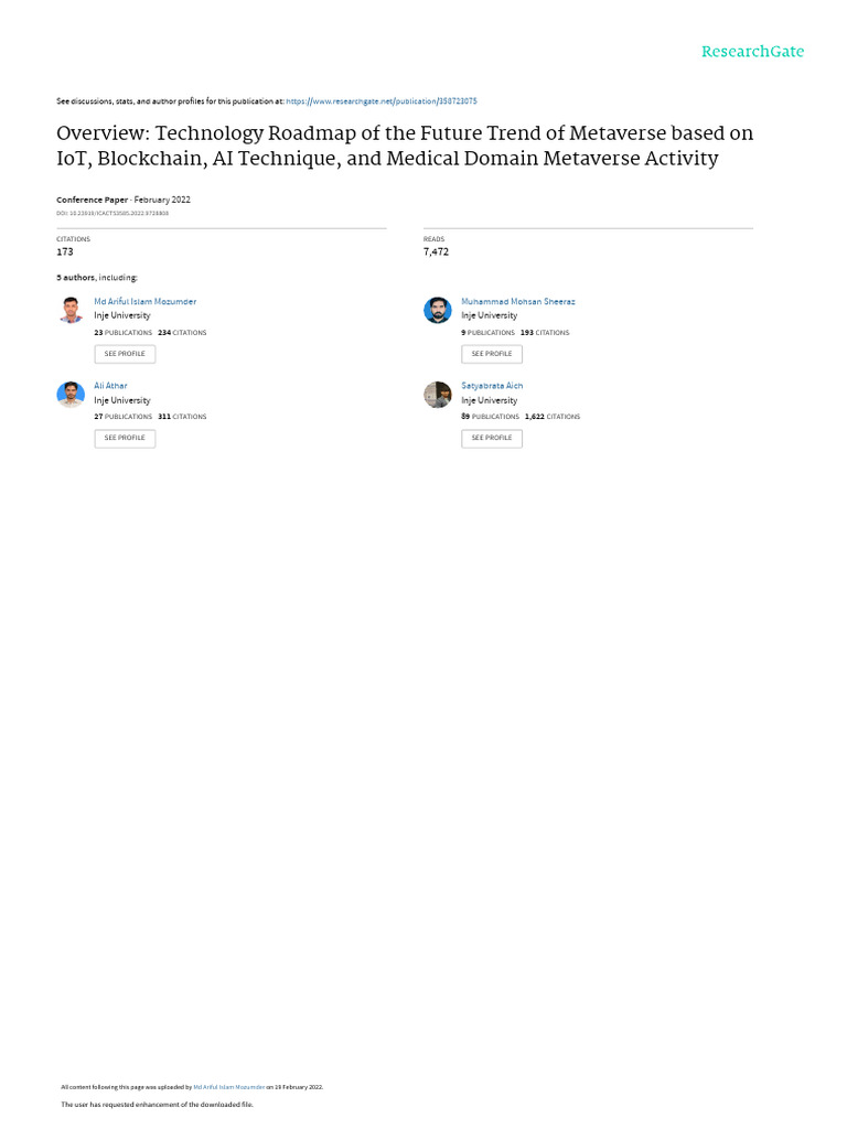 2023 Technology Roadmap of The Future Trend of Metaverse Based On IoT ...