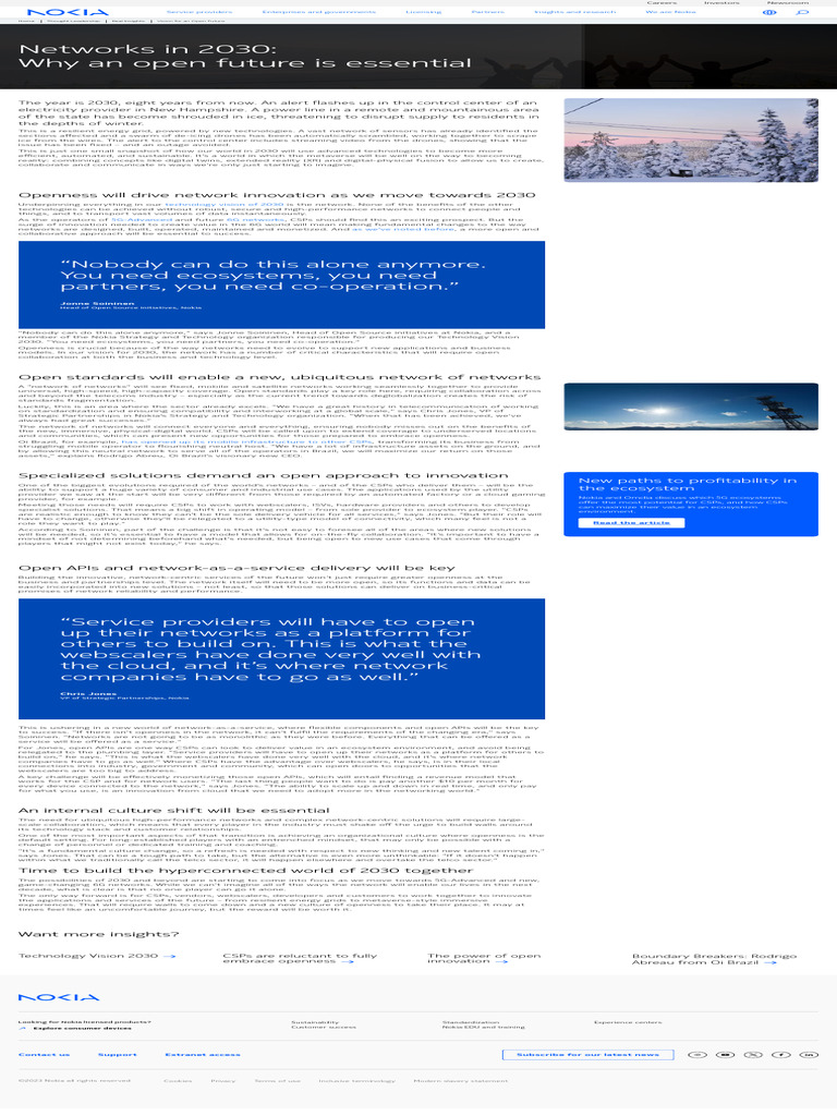 2023 Networks 2030: A Vision For An Open Telecoms Future - Nokia | PDF ...