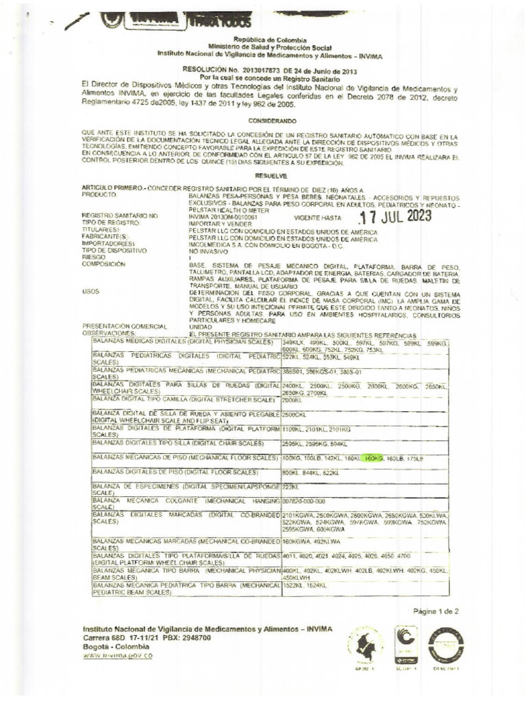 2013DM-0010061 Balanzas - Health o Meter | PDF