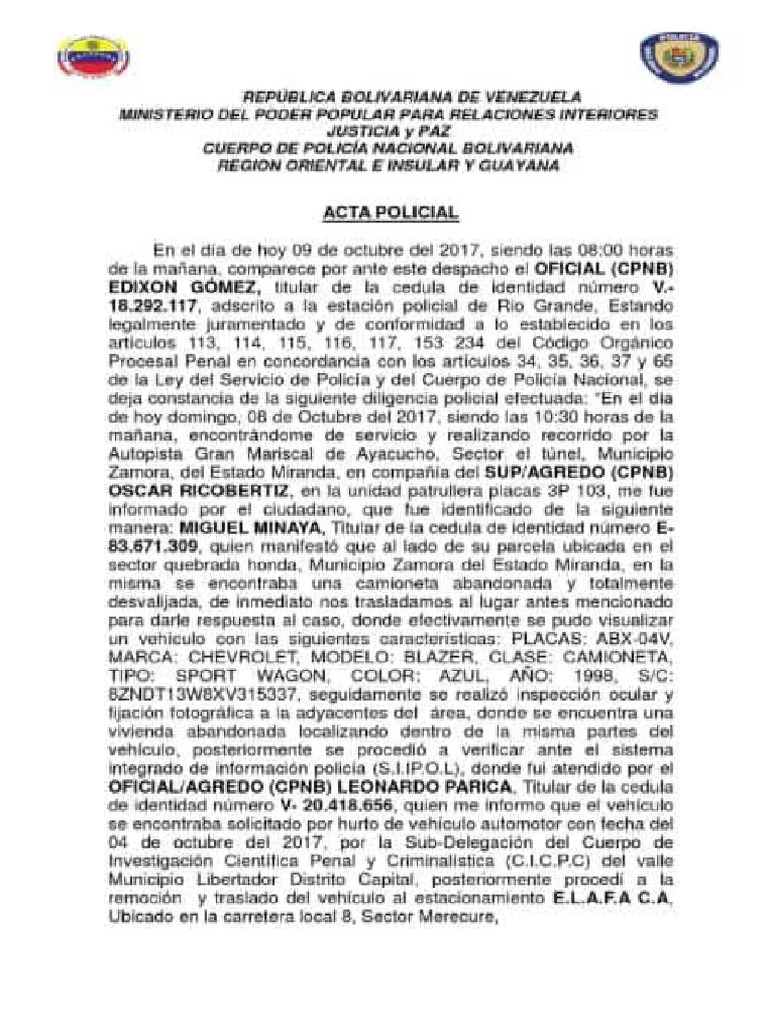 Acta Policial | PDF