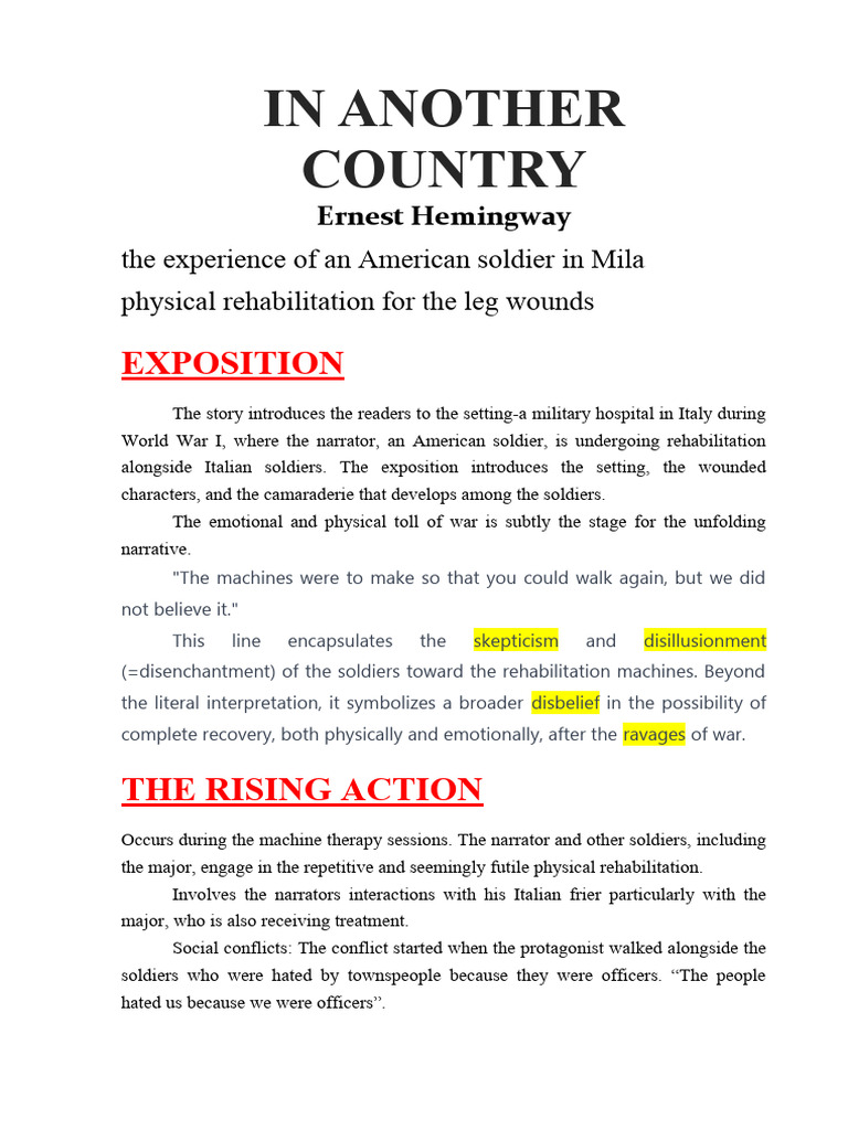 In Another Country | PDF | Ernest Hemingway | Narration