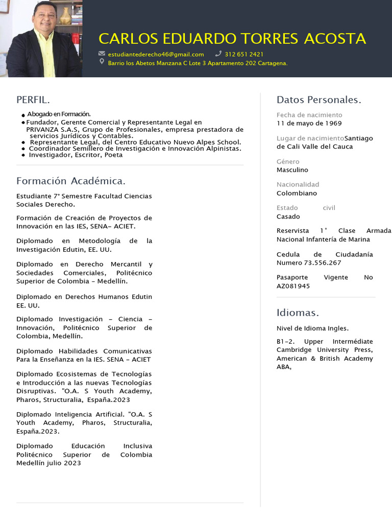 CV CarlosTorres Acosta. | PDF | Colombia | México