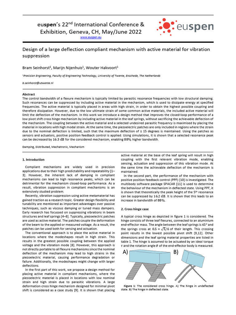 Design of A Large Deflection Compliant Mechanism With Active Material ...