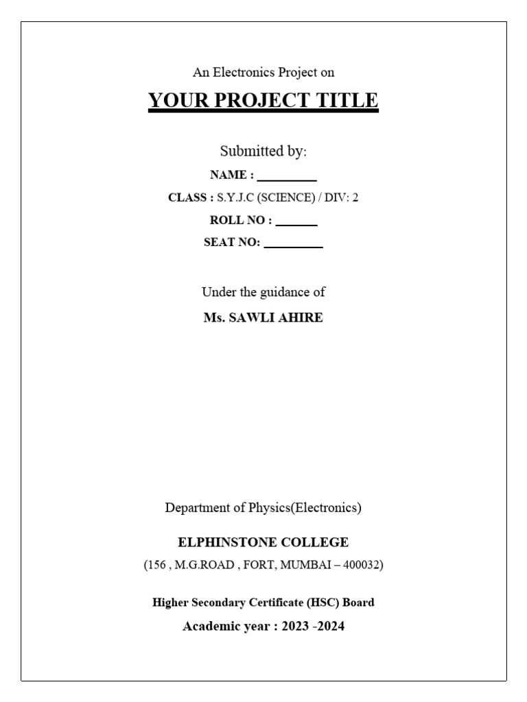 Electronics Project Report Template | PDF | Technology & Engineering