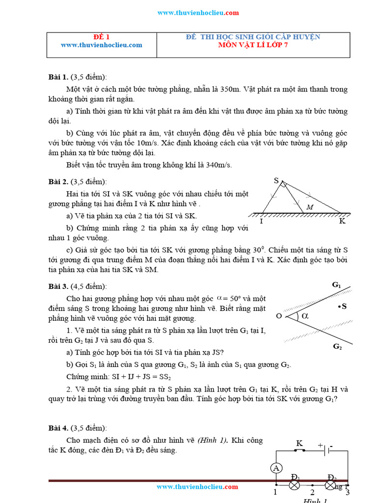 Bo de Thi HSG Ly 7 Cap Huyen | PDF