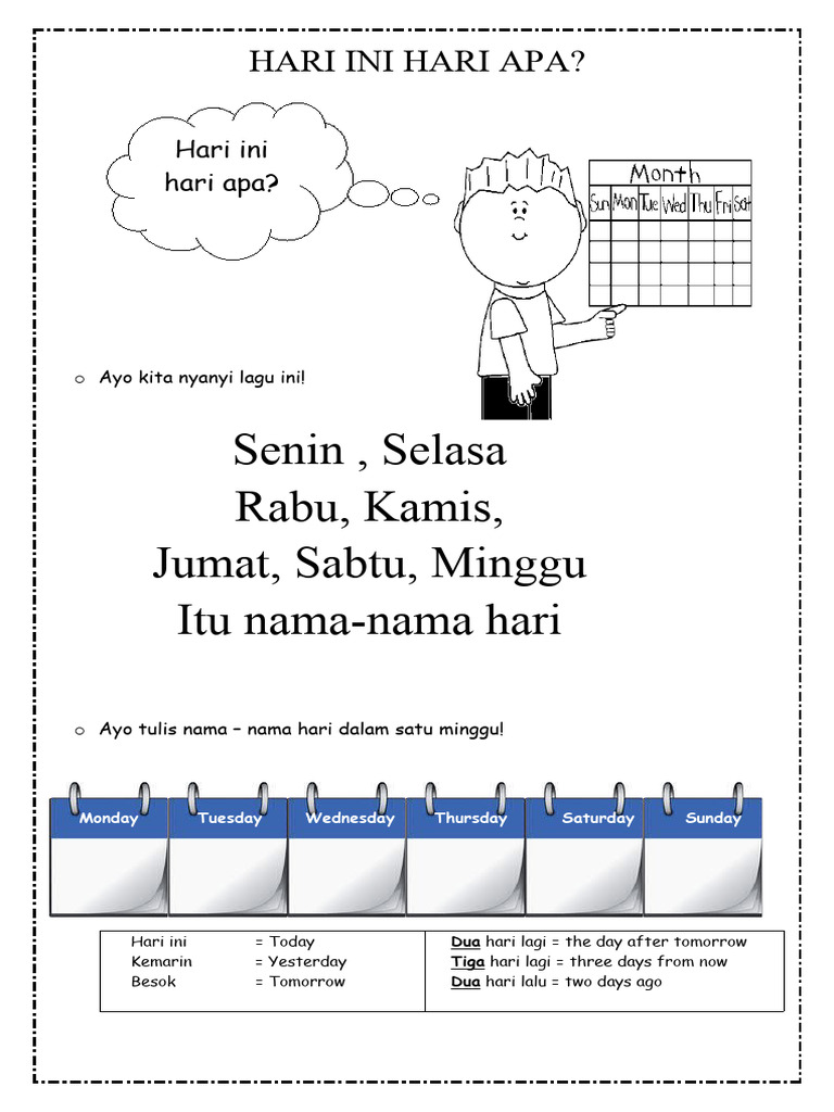 Nama-Nama Hari dan Bulan dalam Bahasa Inggris | PDF | Seni & Disiplin ...