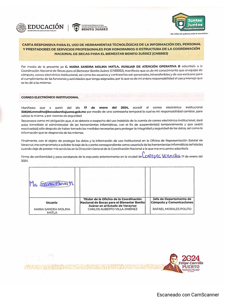 3001 - Coatepec - 308295 - Maria Sandra - Molina - Matla - Responsiva | PDF