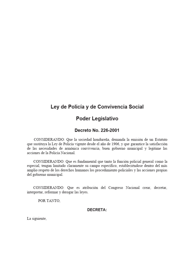 Ley De Policia Y De Convivencia Social Actualizada 07 Pdf Policía