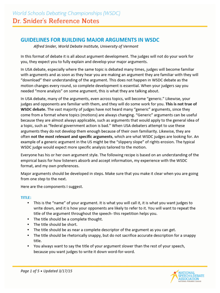 Dr. Sniders Reference Notes-Building Major Arguments | PDF | Reason | Logic Dr. Sniders Reference Notes-Building Major Arguments | PDF | Reason | Logic