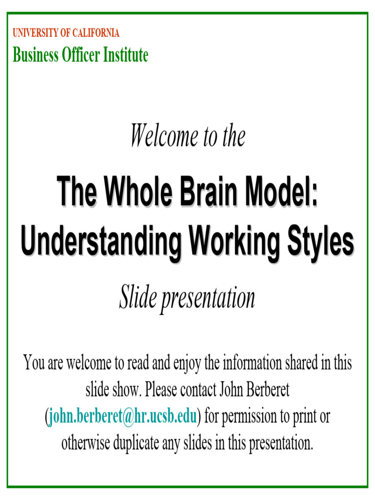 Hermann Whole Brain Model | PDF | Critical Thinking | Theory