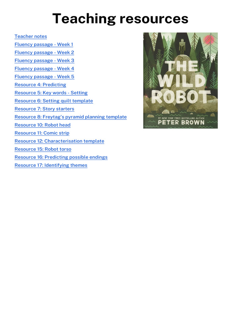 Wild Robot Resources | PDF | Word | Adverb