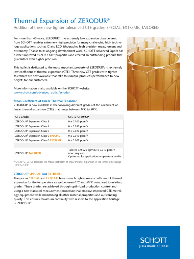 Thermal Expansion of ZERODUR® | PDF | Thermal Expansion | Physical ...