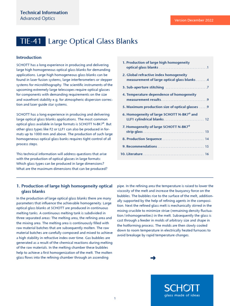 TIE41-Large Optical Glass Blanks | PDF
