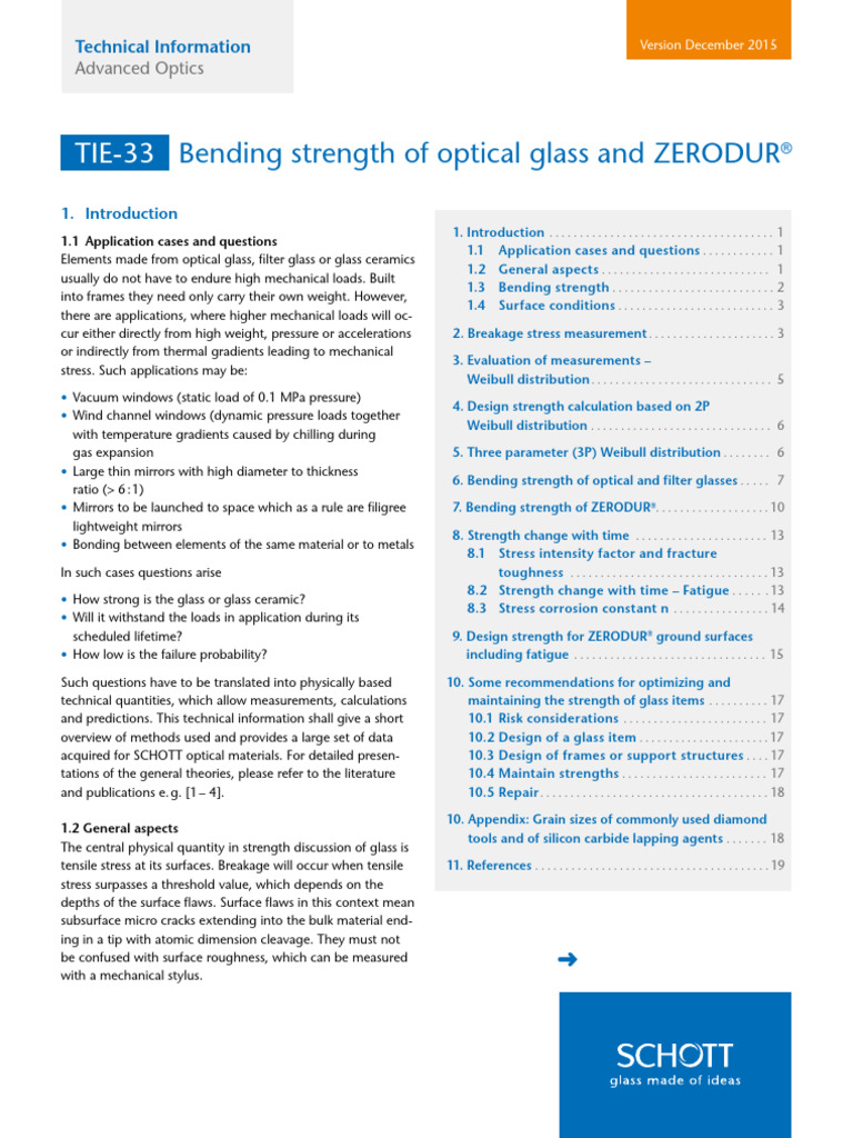TIE33-Bending Strength of Optical Glass and ZERODUR® | PDF | Strength ...
