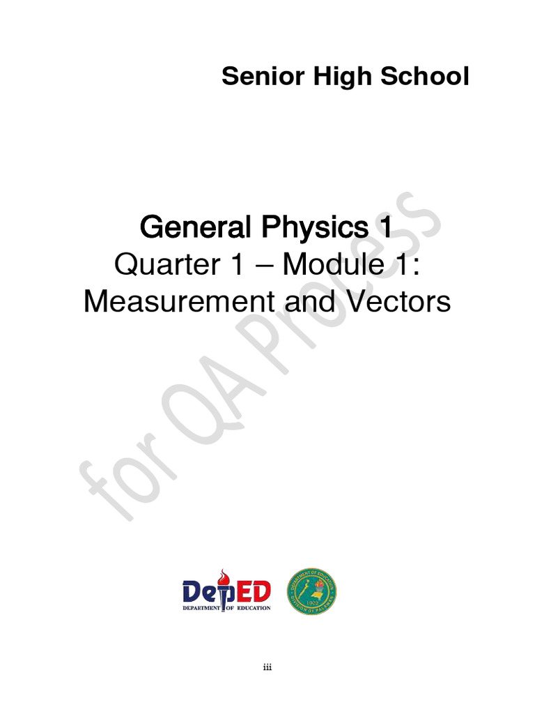 Senior General Physics 1 Module 1 For Printing | PDF | Euclidean Vector ...