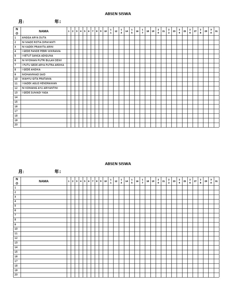 Absen Siswa | PDF