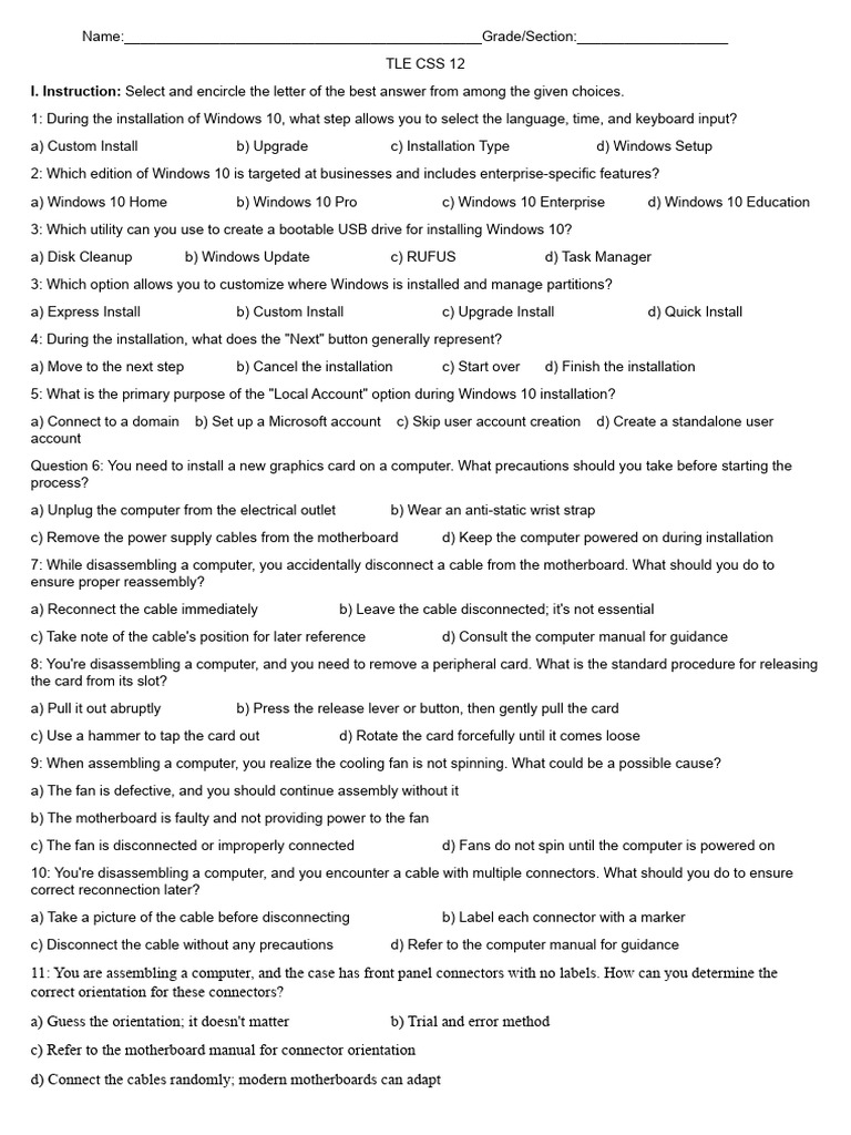 Monthly Examination | PDF | Windows 10 | Computer Data Storage