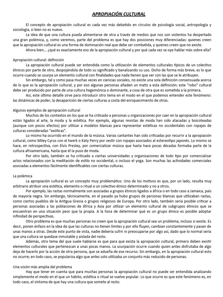 Apropiación Cultural | PDF | Estereotipos