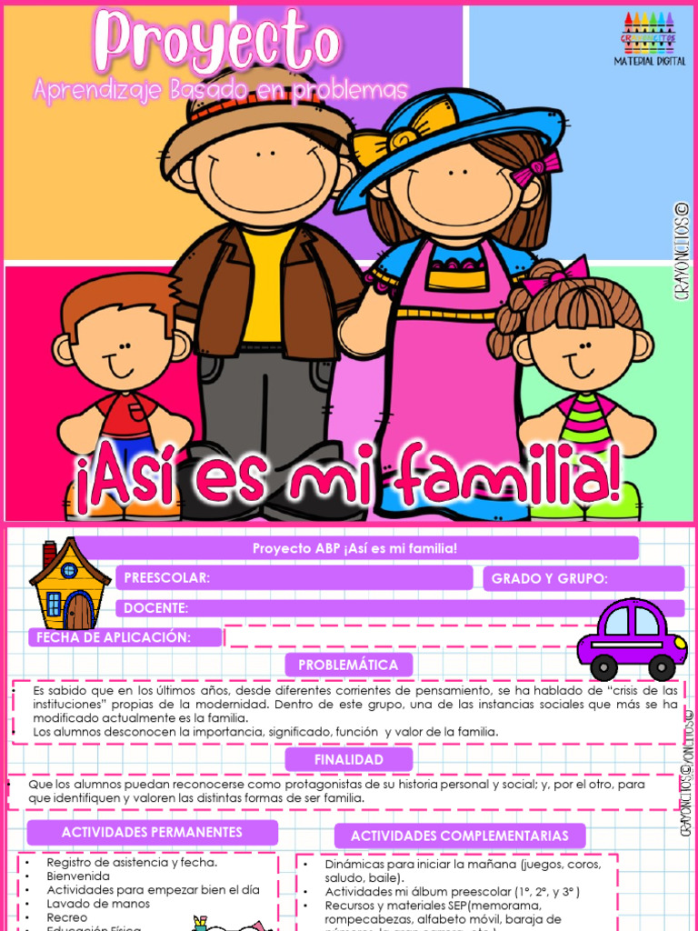 1 ¡Asi Es Mi Familia! Proyecto Abp | PDF | Educación de la primera ...