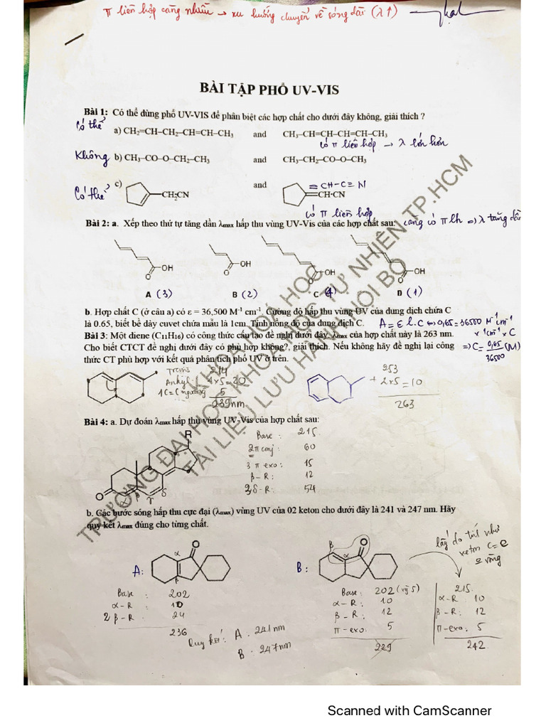 Baitap UV-Vis TQT | PDF