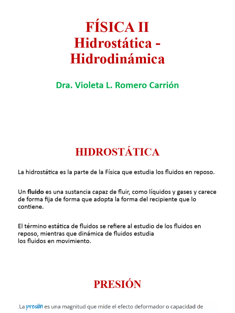 FÍSICA II - Hidrostática | PDF | Presión | Pascal (Unidad)