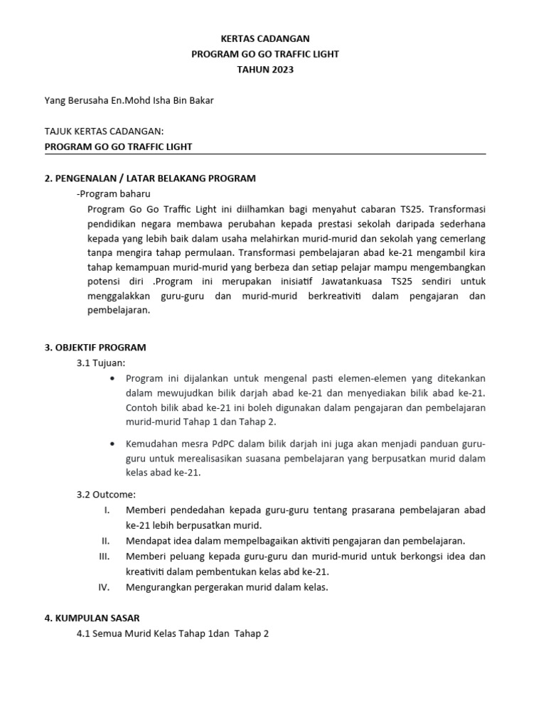 Kertas Kerja Ts 25 Traffic Light | PDF
