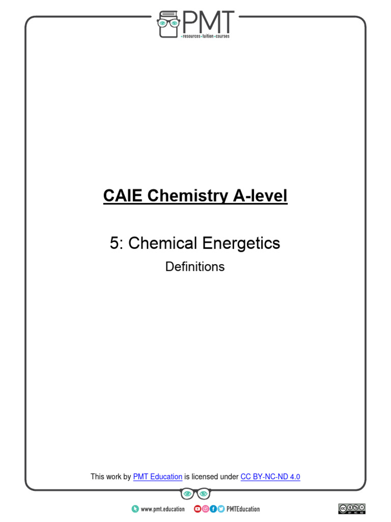 CAIE A-Level Chemistry: Chemical Energetics Definitions | PDF ...
