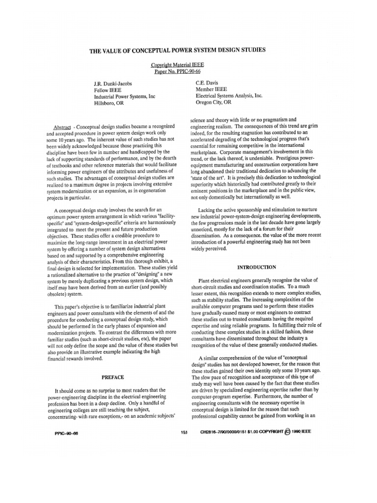 The Value of Conceptual Power System Design Studies | PDF