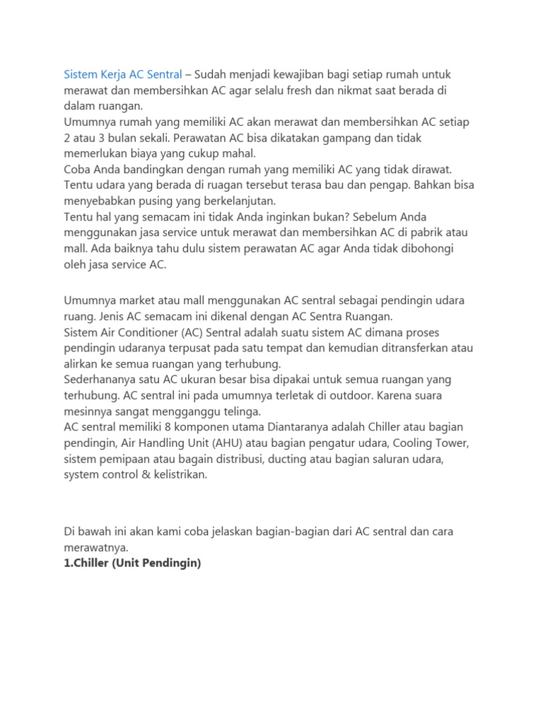 Sistem Kerja AC Sentral | PDF | Komputer | Teknologi & Rekayasa