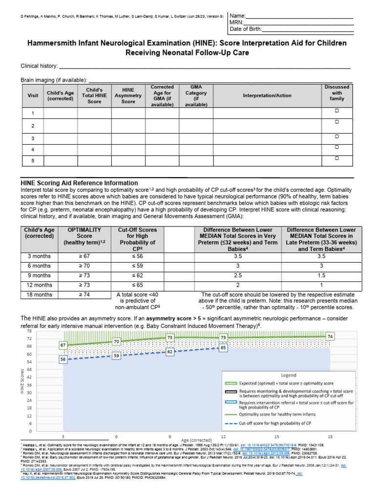 HINE Score Guide for Neonatal Care | PDF | Preterm Birth | Pediatrics