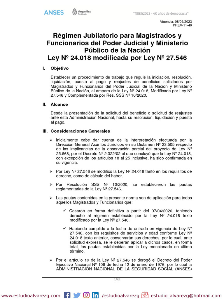Régimen Jubilatorio Para Magistrados Y Funcionarios Del Poder Judicial