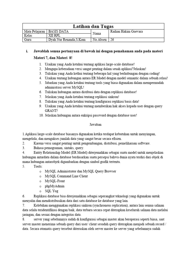 Latihan Dan Tugas Basis Data | PDF