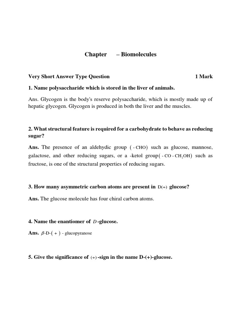 Biomolecules Imp | PDF | Protein Structure | Glucose