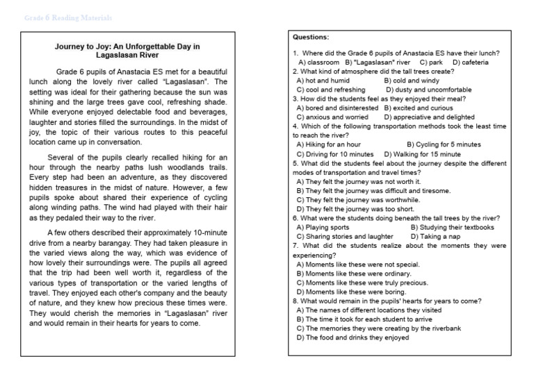 Grade 6 English Localized Reading Materials 1 Pdf