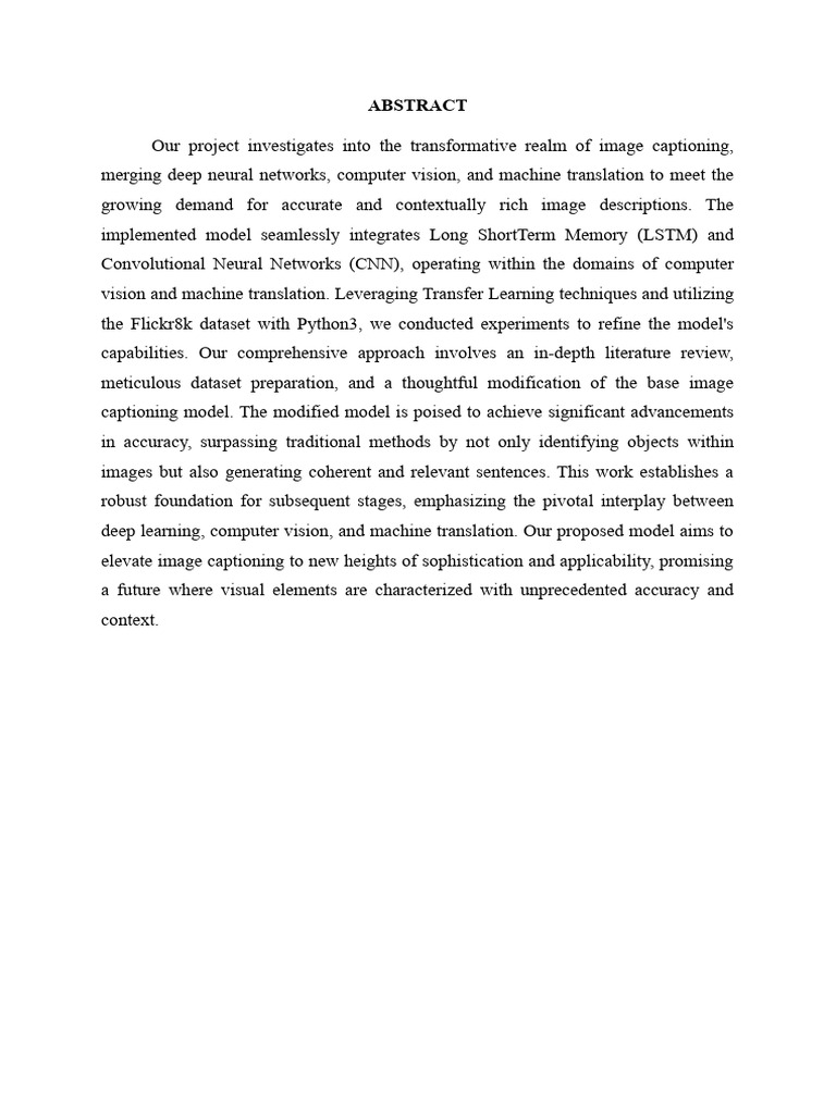 Report Contents Image Caption Generation-1 | PDF | Deep Learning ...