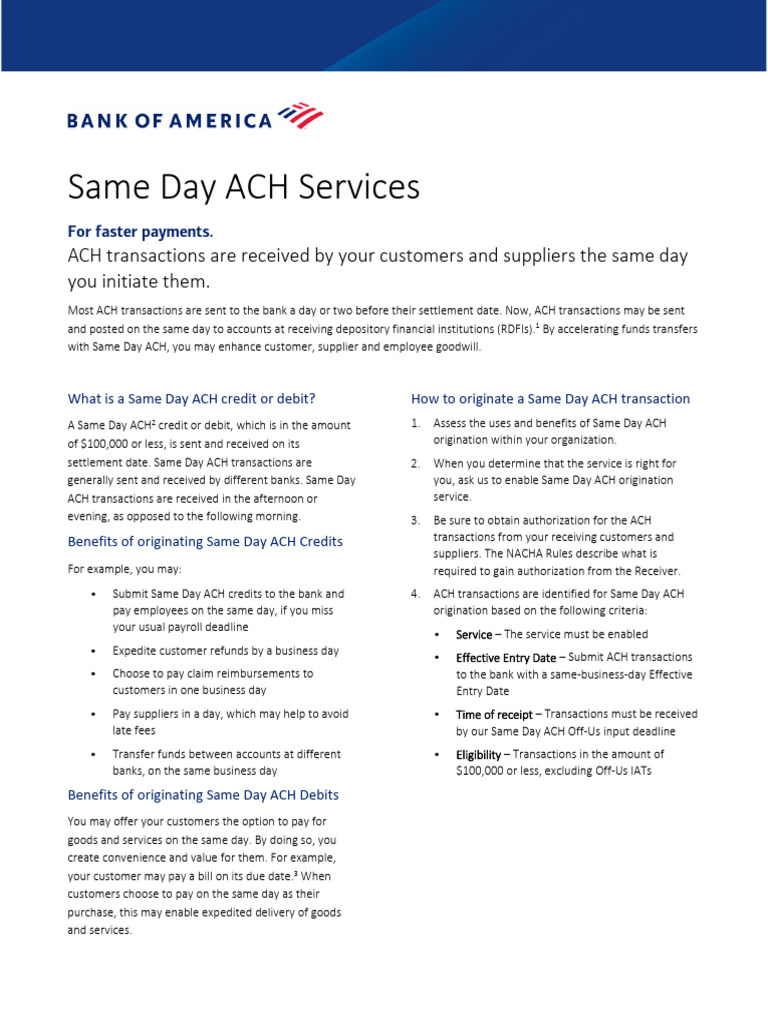 Same-Day ACH Factsheet | PDF